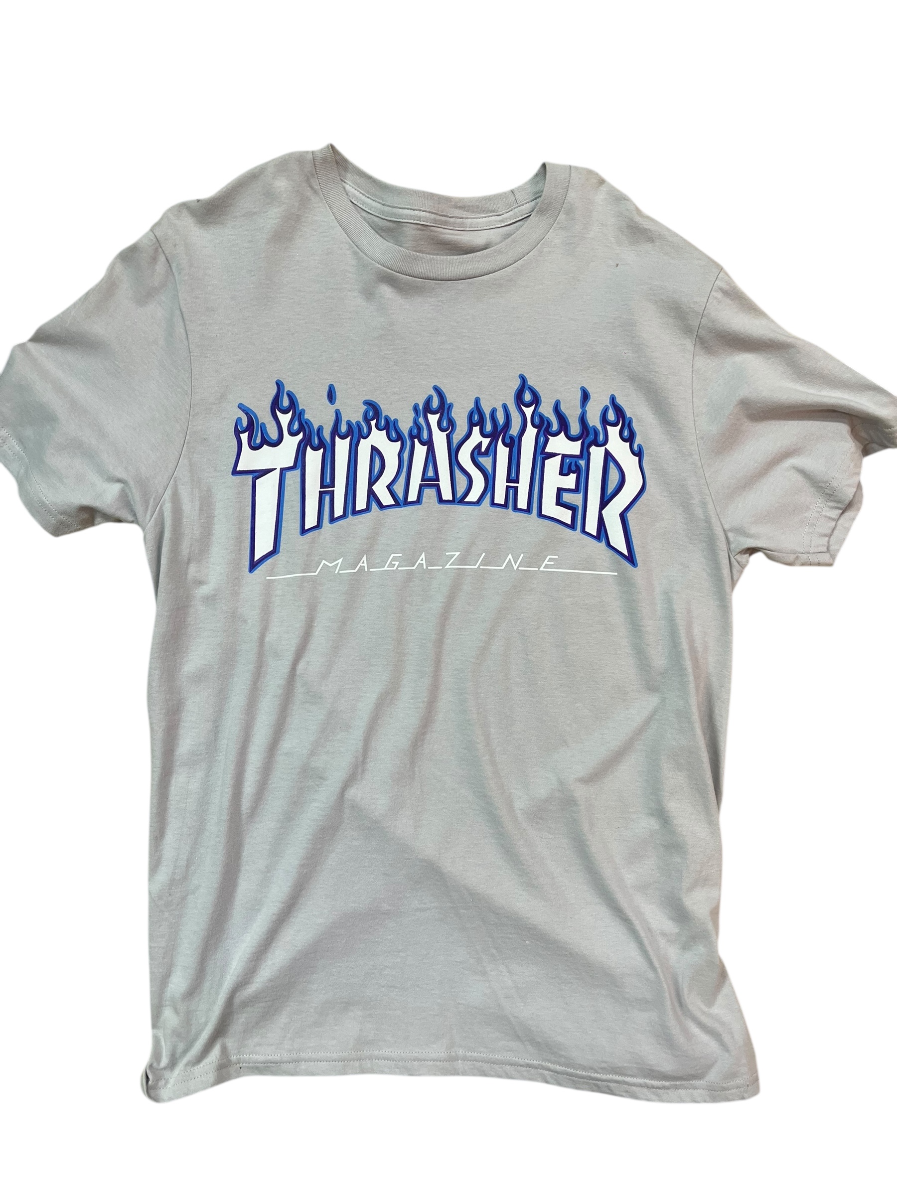 PLAYERA THRASHER FLAMAS AZULES TALLA M - Madero34 Skate